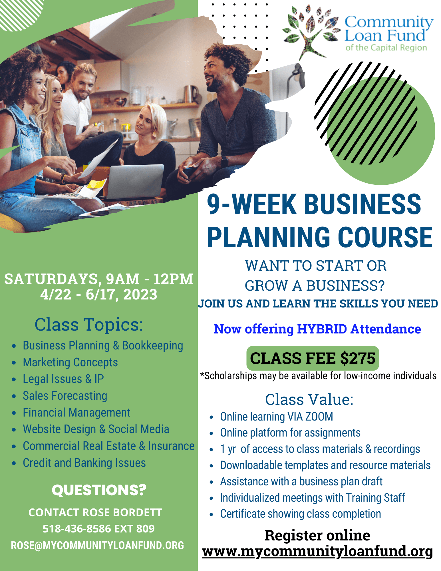 9-Week Business Planning Course – Community Loan Fund of the Capital Region